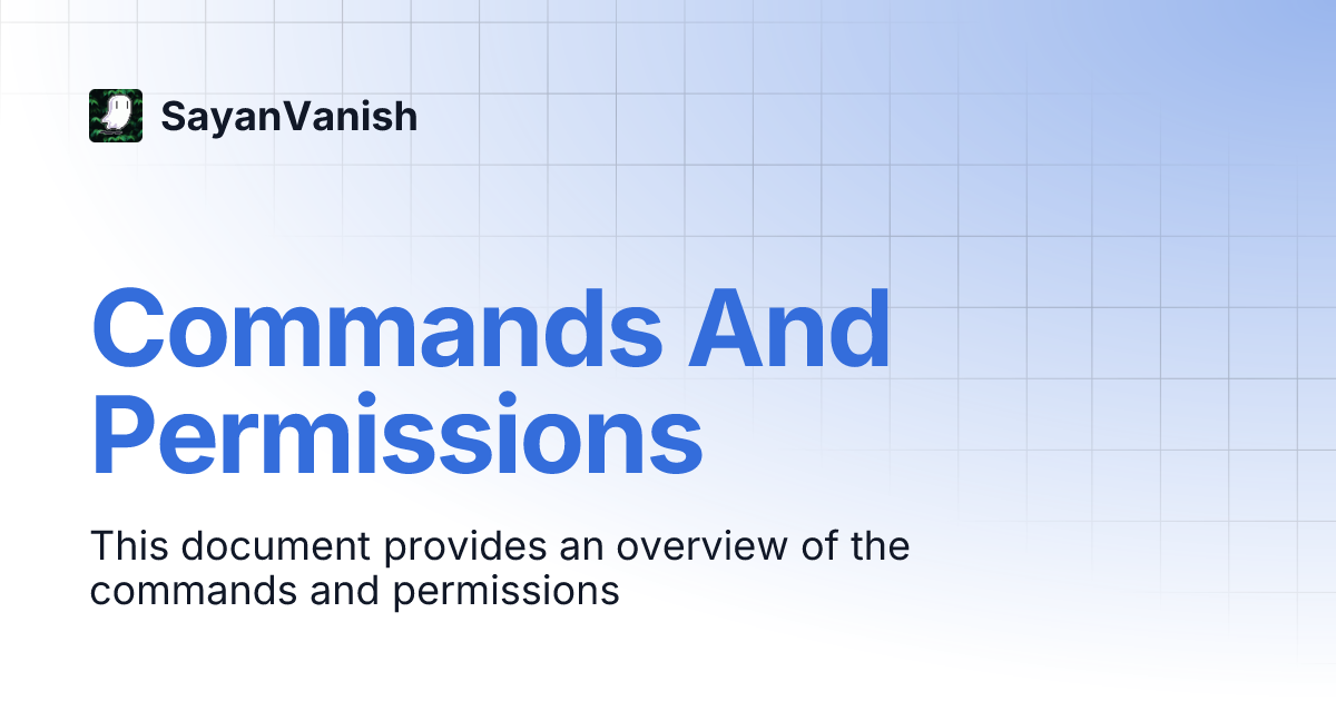 Commands And Permissions | SayanVanish